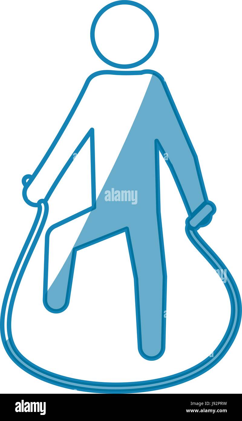 blue line pictogram man jumping rope workout Stock Vector Image & Art ...
