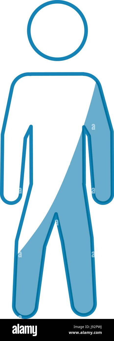 blue line pictogram man silhouette over white background Stock Vector ...