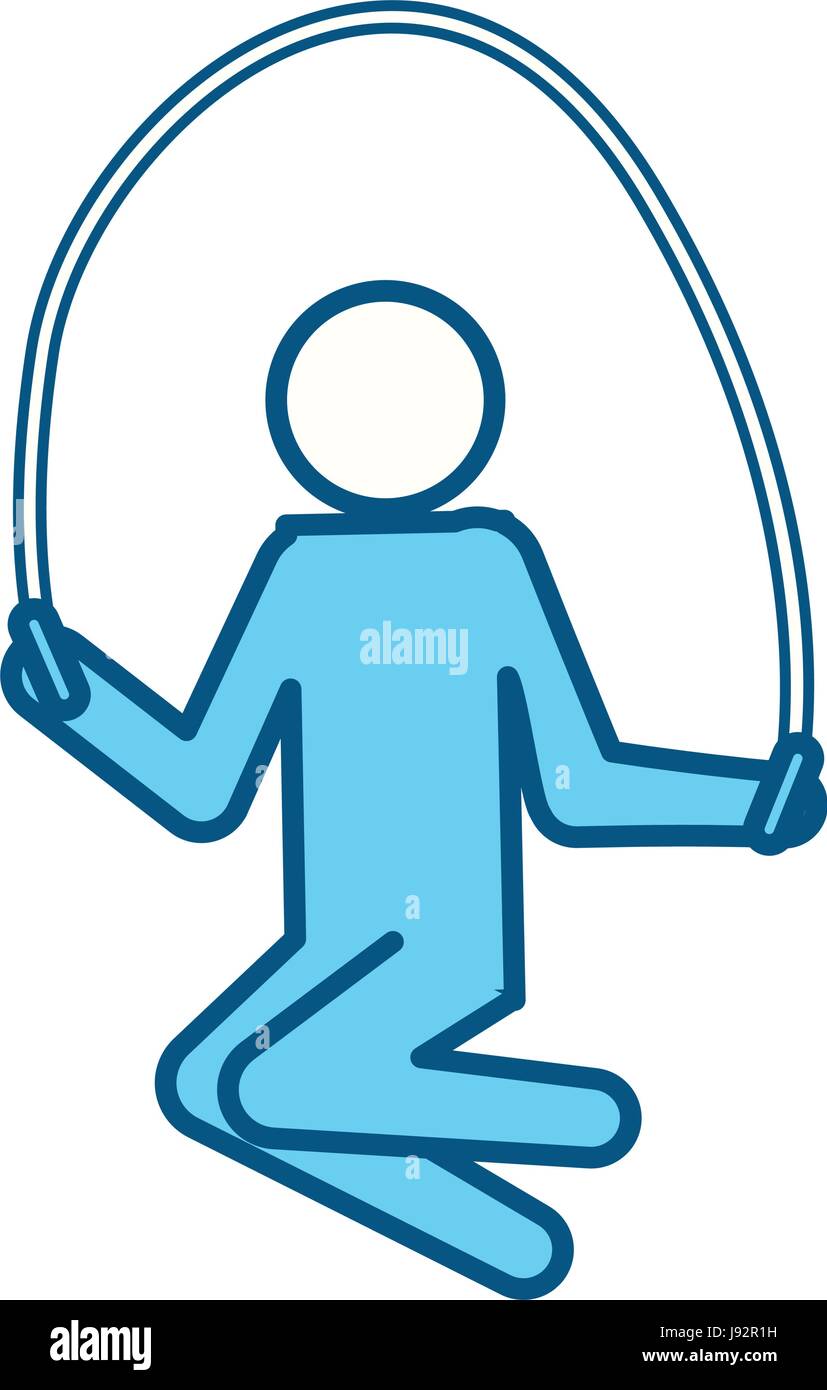 blue line pictogram man jumping rope workout Stock Vector Image & Art ...