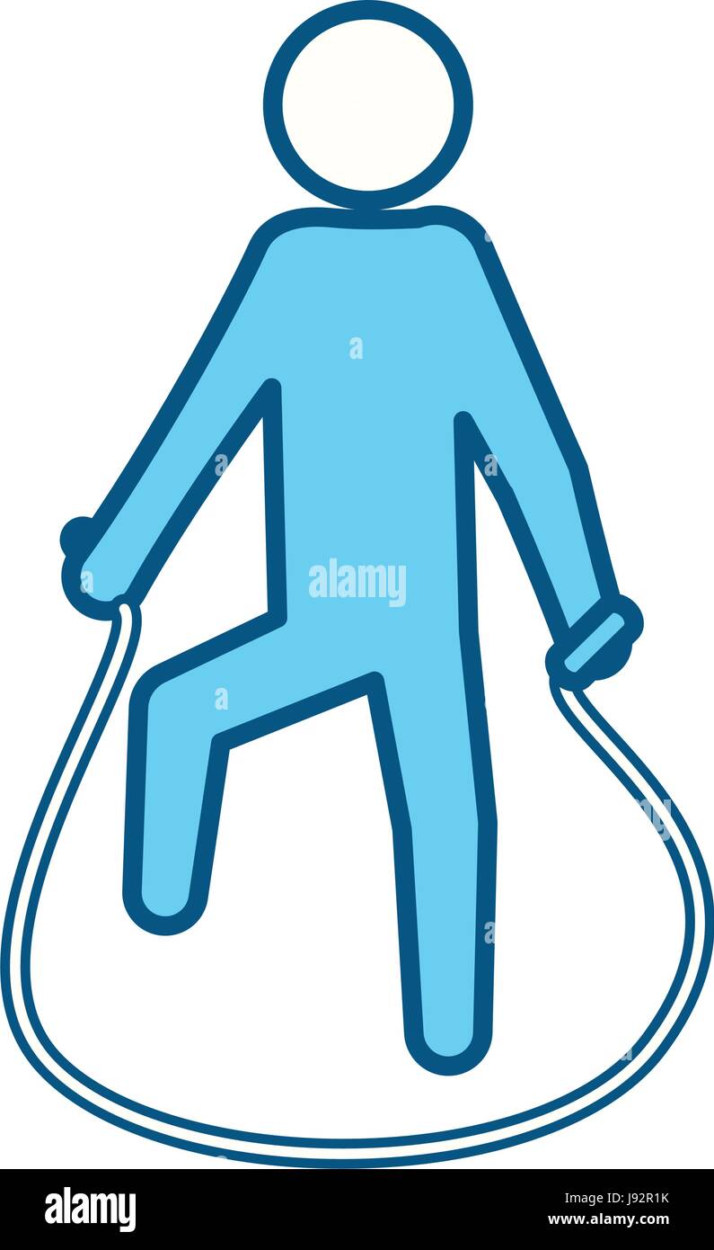 blue line pictogram man jumping rope workout Stock Vector Image & Art ...