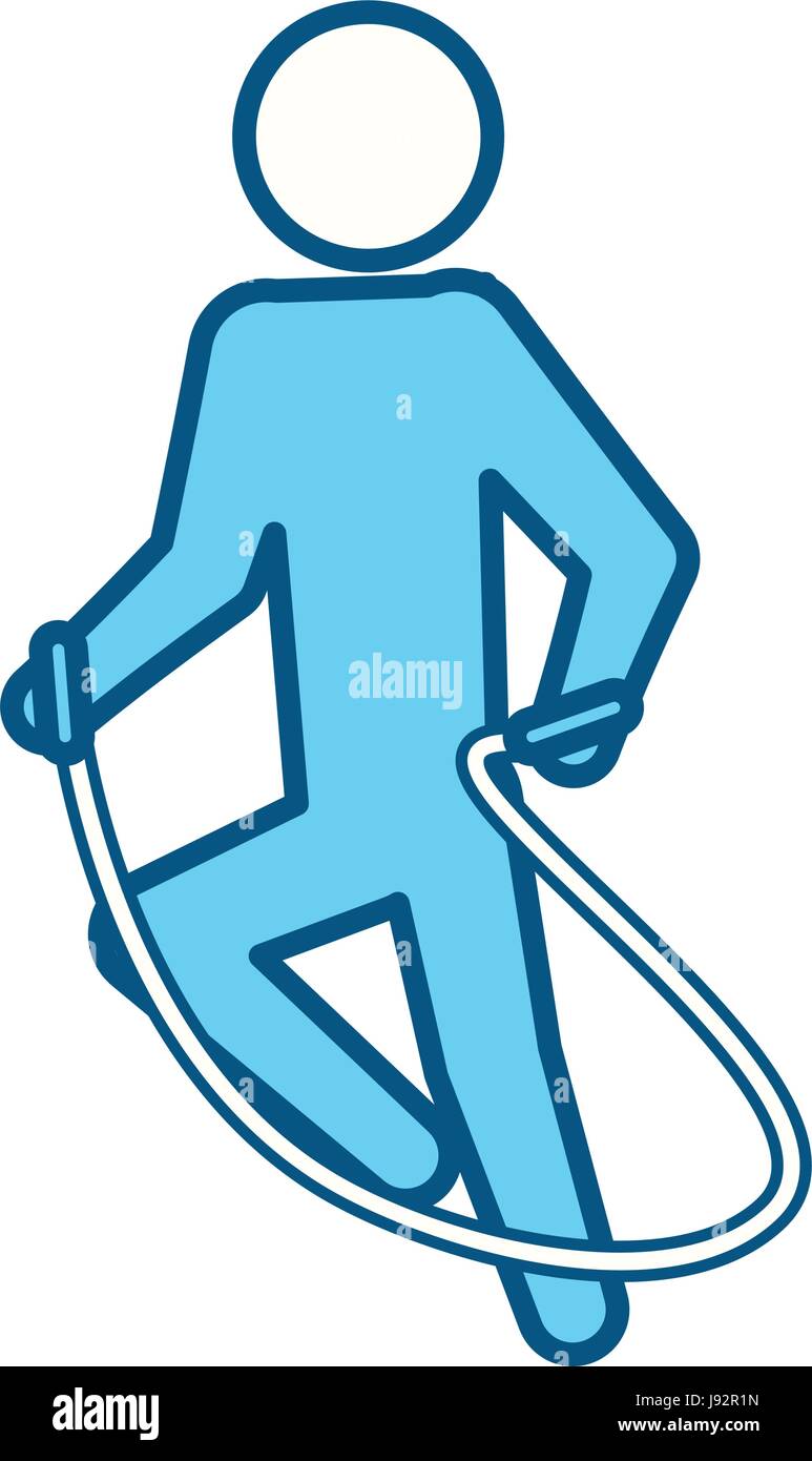 blue line pictogram man jumping rope workout Stock Vector Image & Art ...