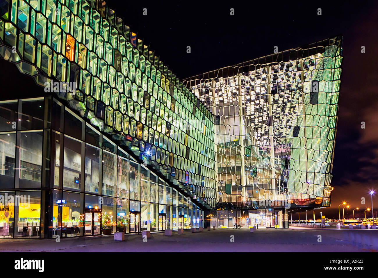 Concert Hall Harpa at night, Reykjavík, Iceland Stock Photo - Alamy