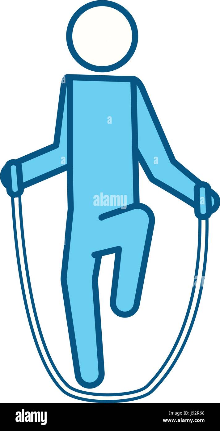 blue line pictogram man jumping rope workout Stock Vector Image & Art ...