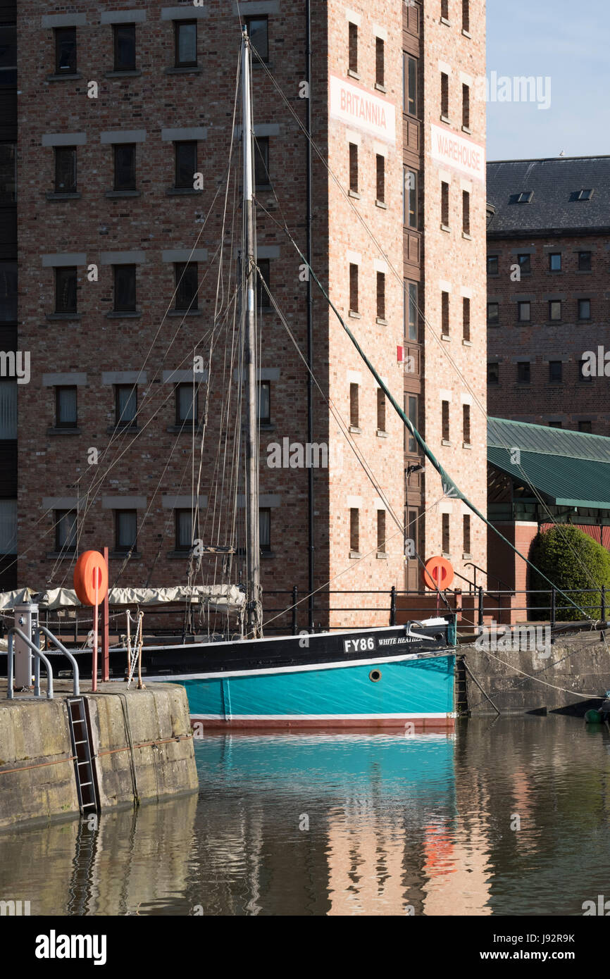White Heather, a traditional Looe lugger, moored outside a Victorian ...