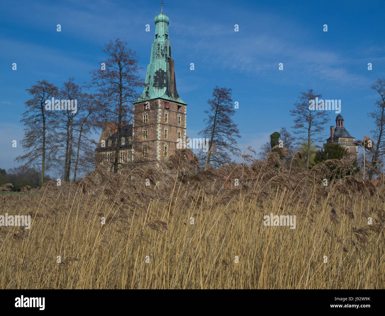 park, chateau, castle, tower, tree, trees, park, towers, fresh water ...