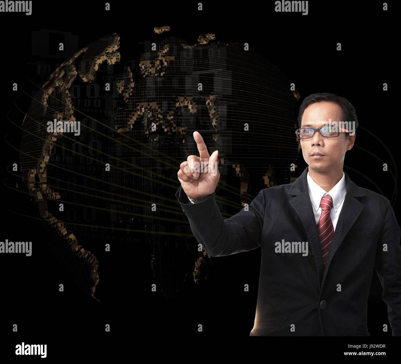 Man pointing finger world map hi-res stock photography and images - Alamy