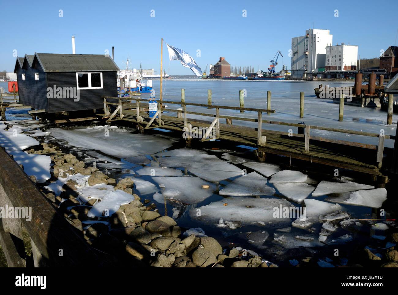 ice floes in flensburg harbour Stock Photo - Alamy