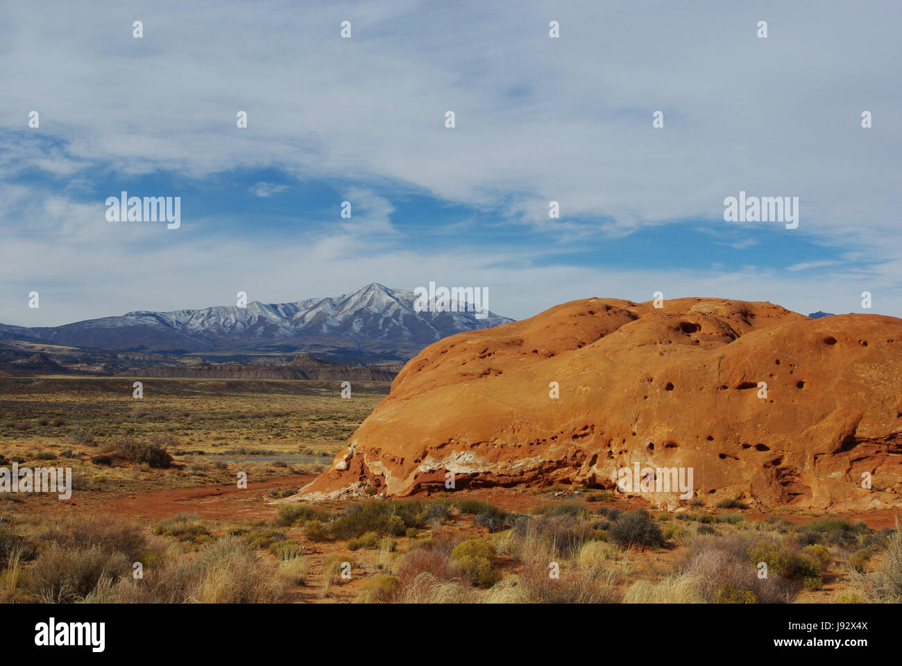 red rock hill,highway,desert and henry mountains,utah Stock Photo - Alamy