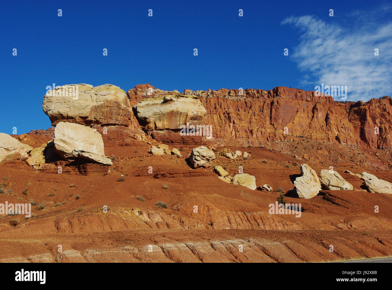 red and white sandstone and rocks,capitol reef national park,utah Stock ...