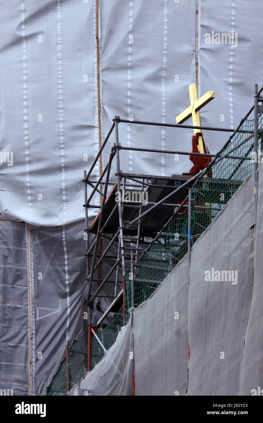church, cross, scaffold, scaffolding, christianity, pictogram, symbol ...