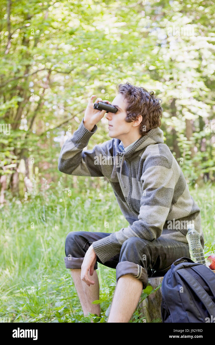 teen, hiking, binoculars, exploring, explore, watching, observe, watch ...
