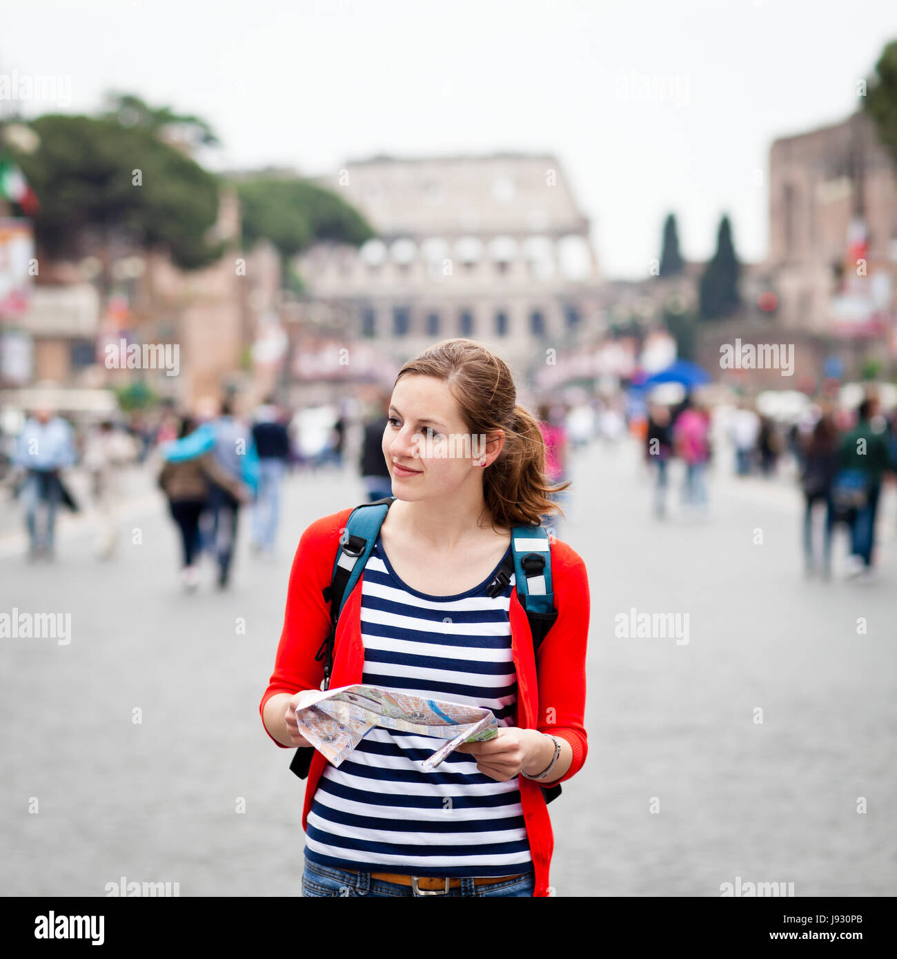 woman, travel, tourism, europe, sightseeing, Rome, roma, tourist, italy ...