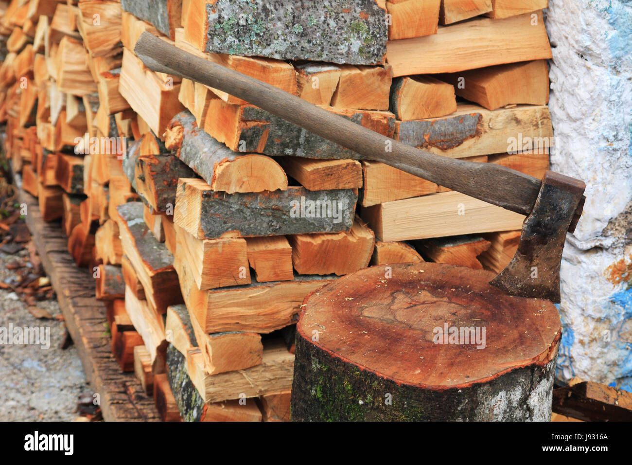 wood, stack, fuel, firewood, hoe, chop, stock, provision, winter, wood ...