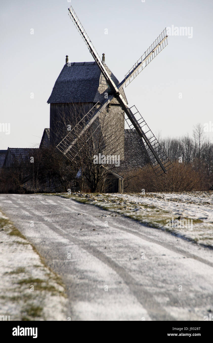wing, windmill, mill, woodwork, historical, winter, cold, wing ...