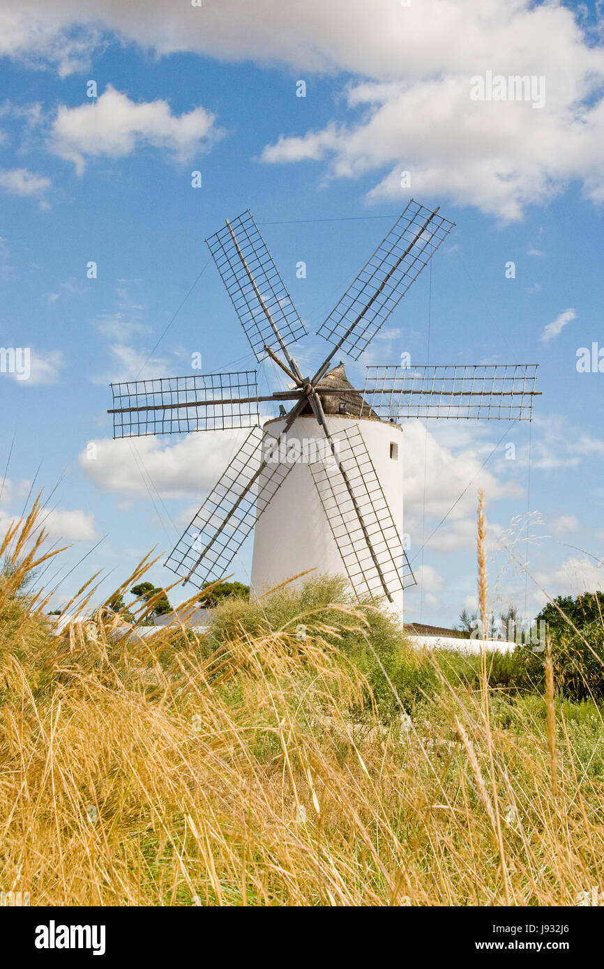 cloud, summer, summerly, outdoor, windmill, mill, landscape, scenery ...