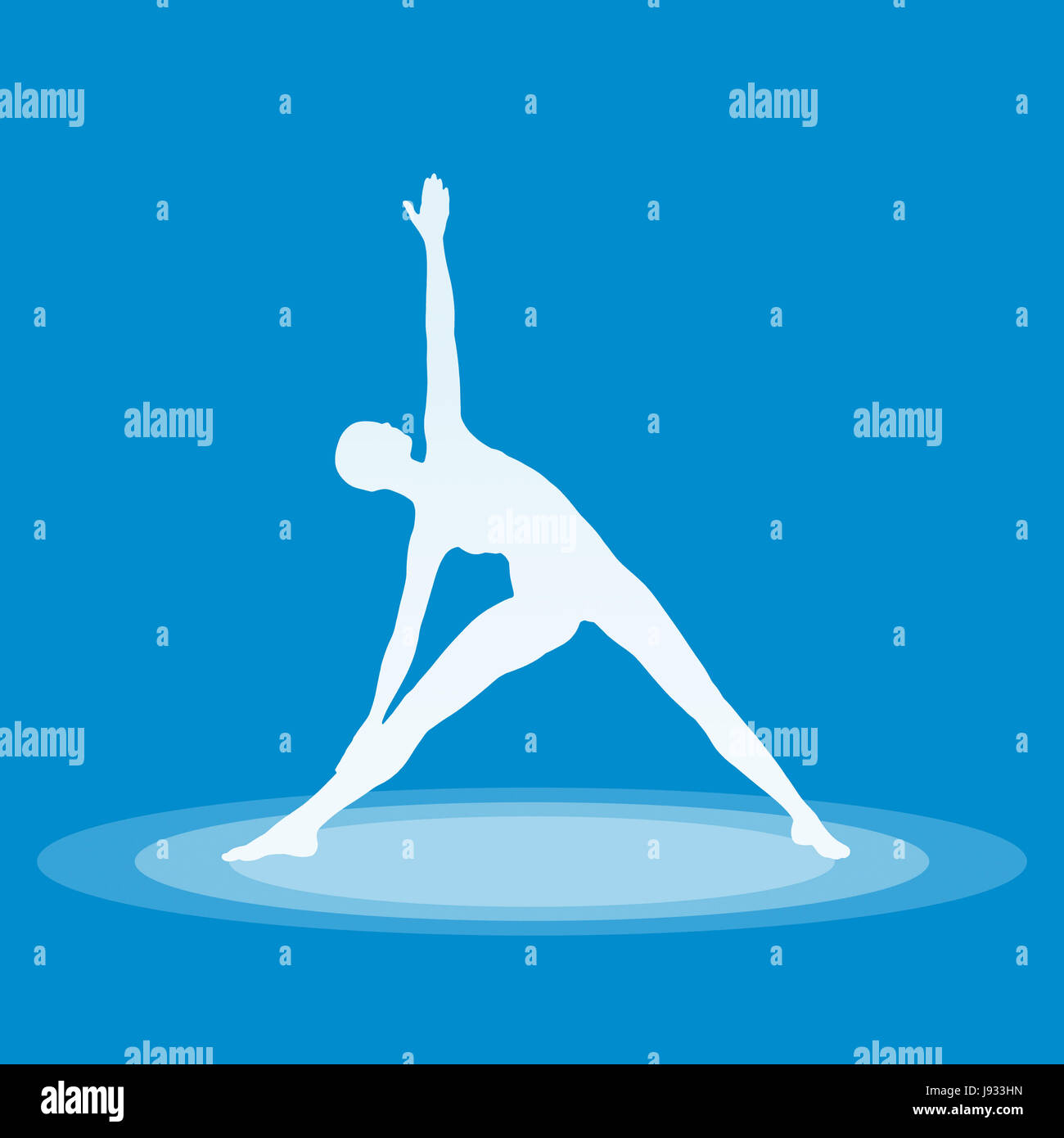 yoga pose symbol - blue 15 Stock Photo - Alamy