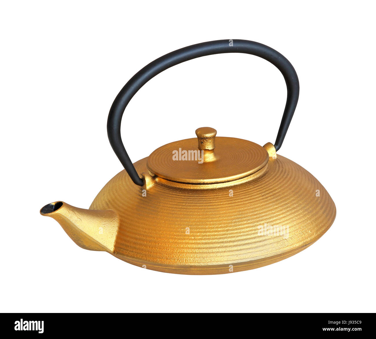tea, isolated, vintage, handle, teapot, retro, kitchenware, gold, tea ...