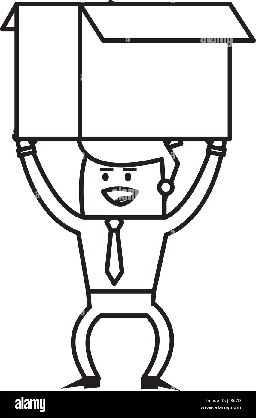 Male carrying box Black and White Stock Photos & Images - Alamy