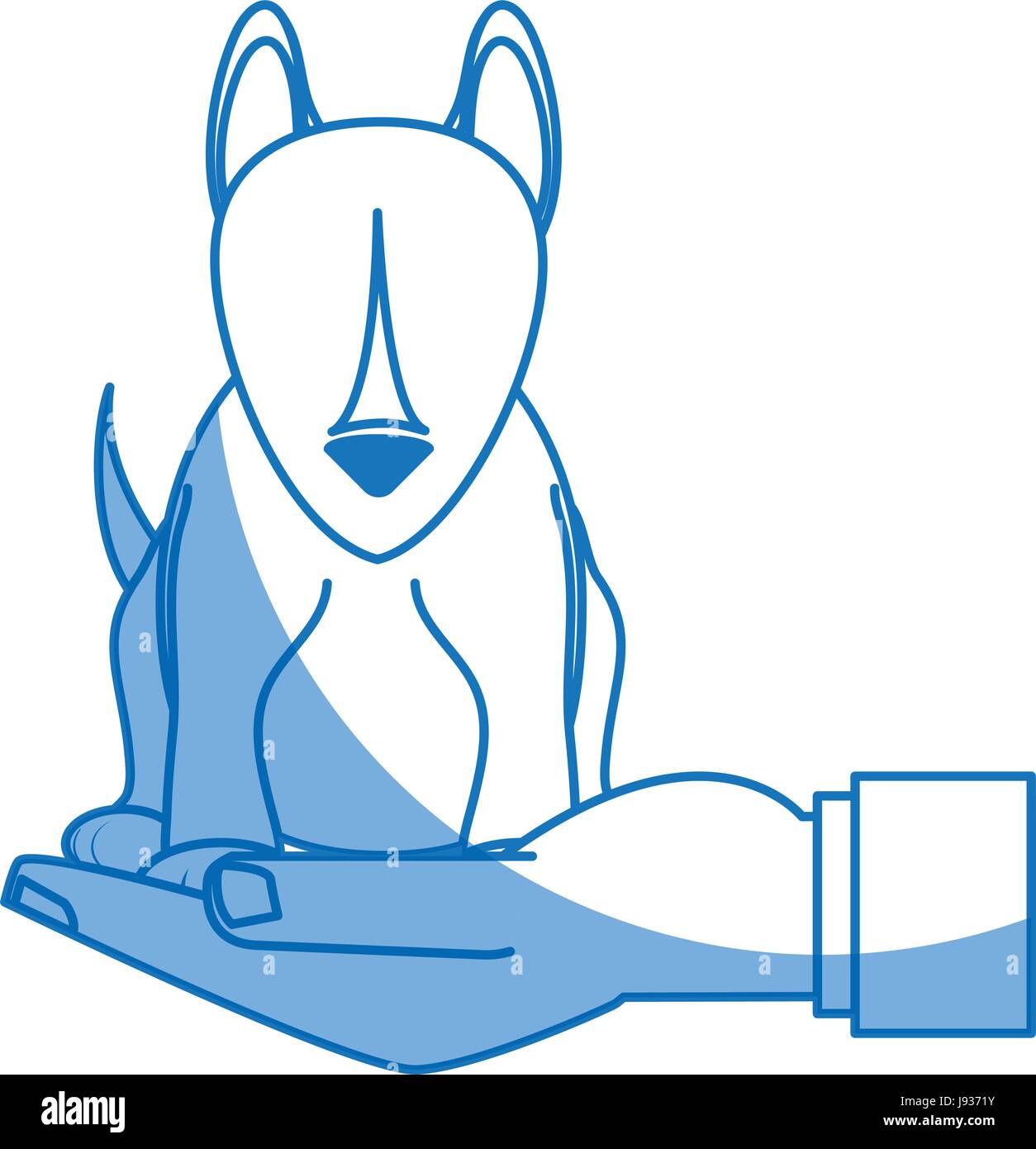 human hand holding dog pet veterinary concept vector illustration Stock ...