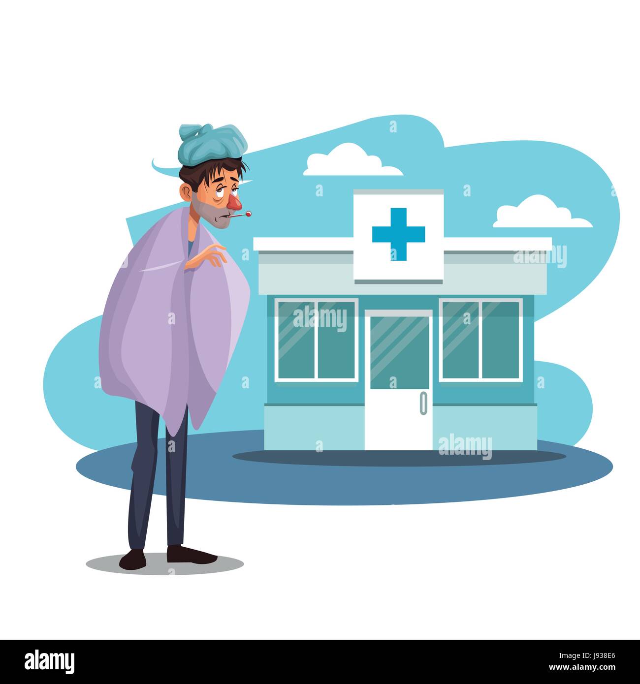 scene sickness people with cold in to the hospital Stock Vector Image ...