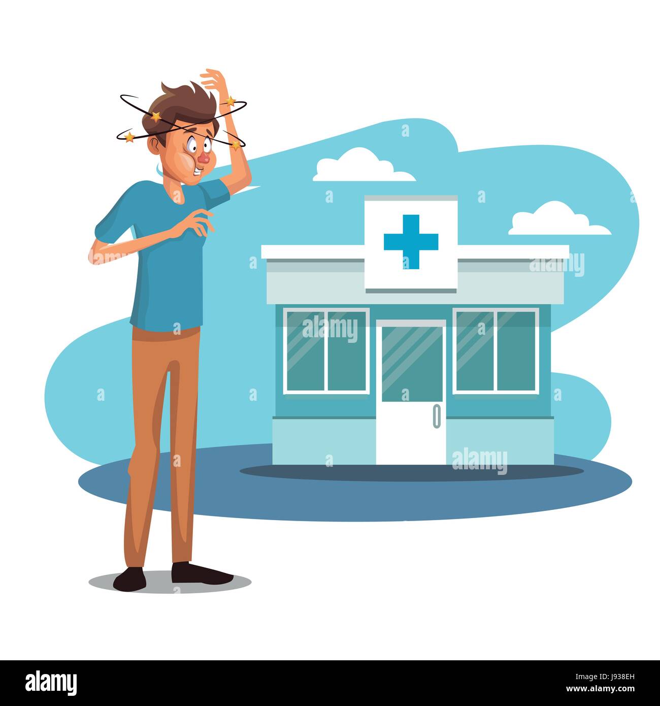 scene sickness people with dizziness and vomiting outdoor the hospital ...