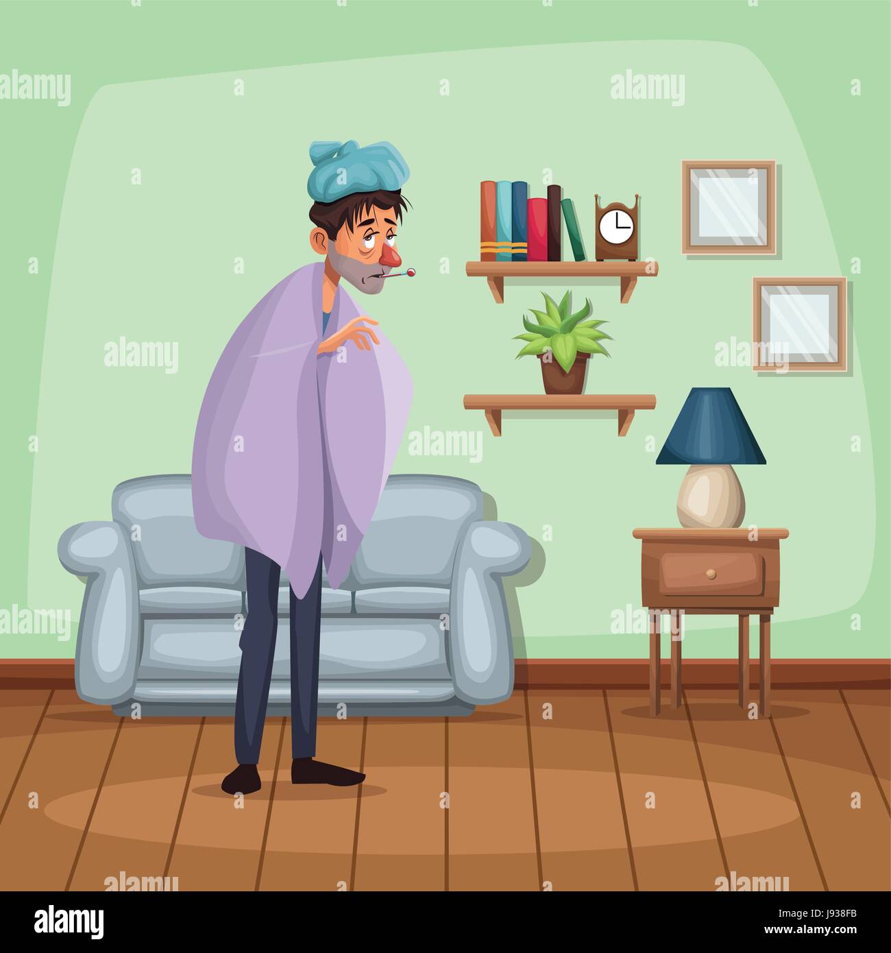 background living room home with cold sickness people Stock Vector ...