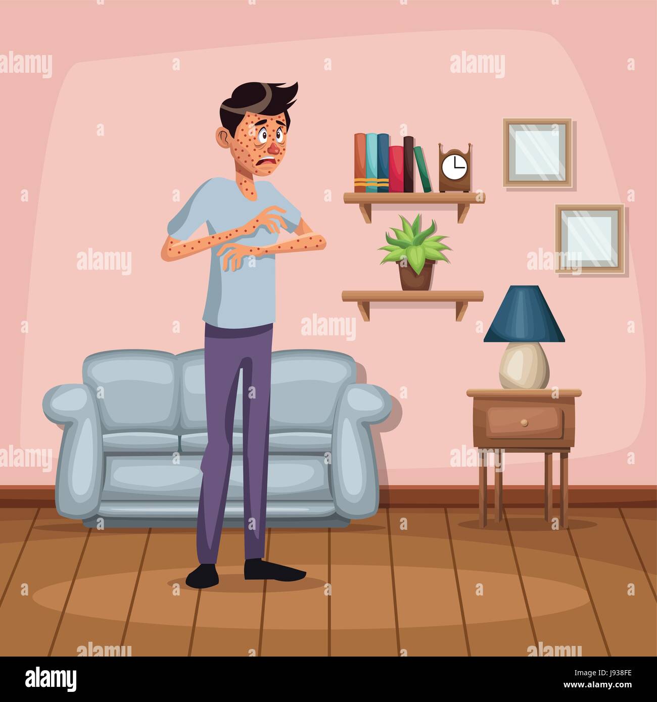 background living room home with measles sickness people Stock Vector ...