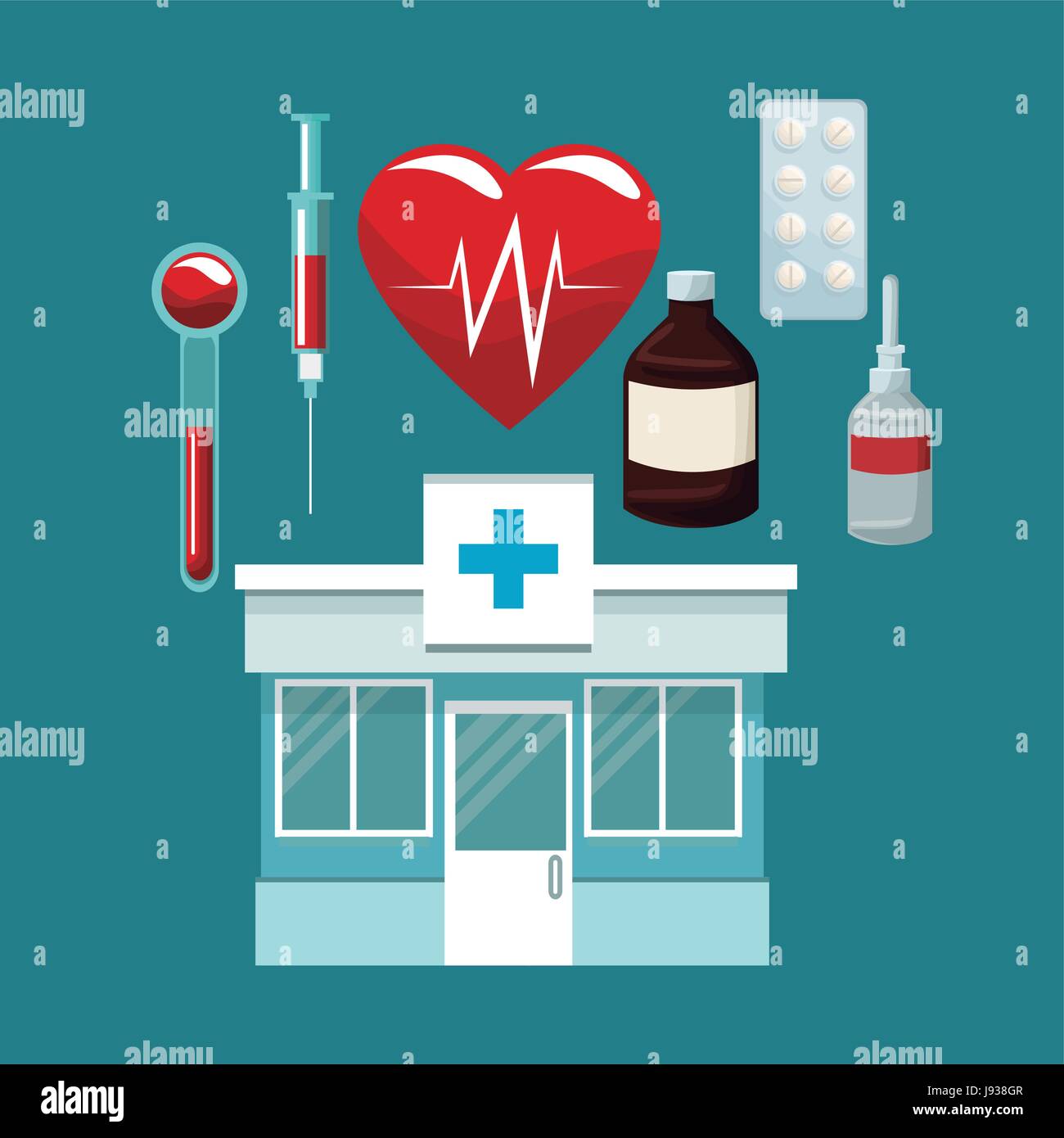 scene hospital facade with icons medicine Stock Vector Image & Art - Alamy