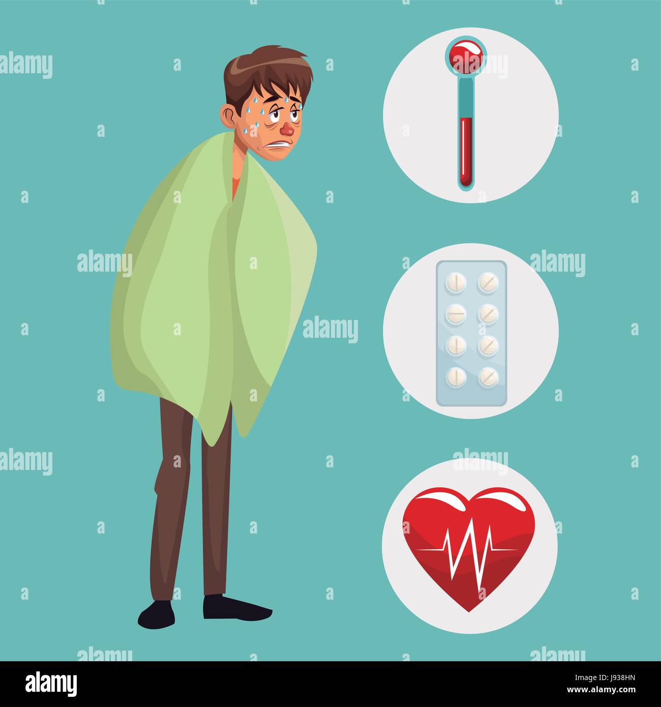 blue color background with sickness man full body icons medicine Stock ...