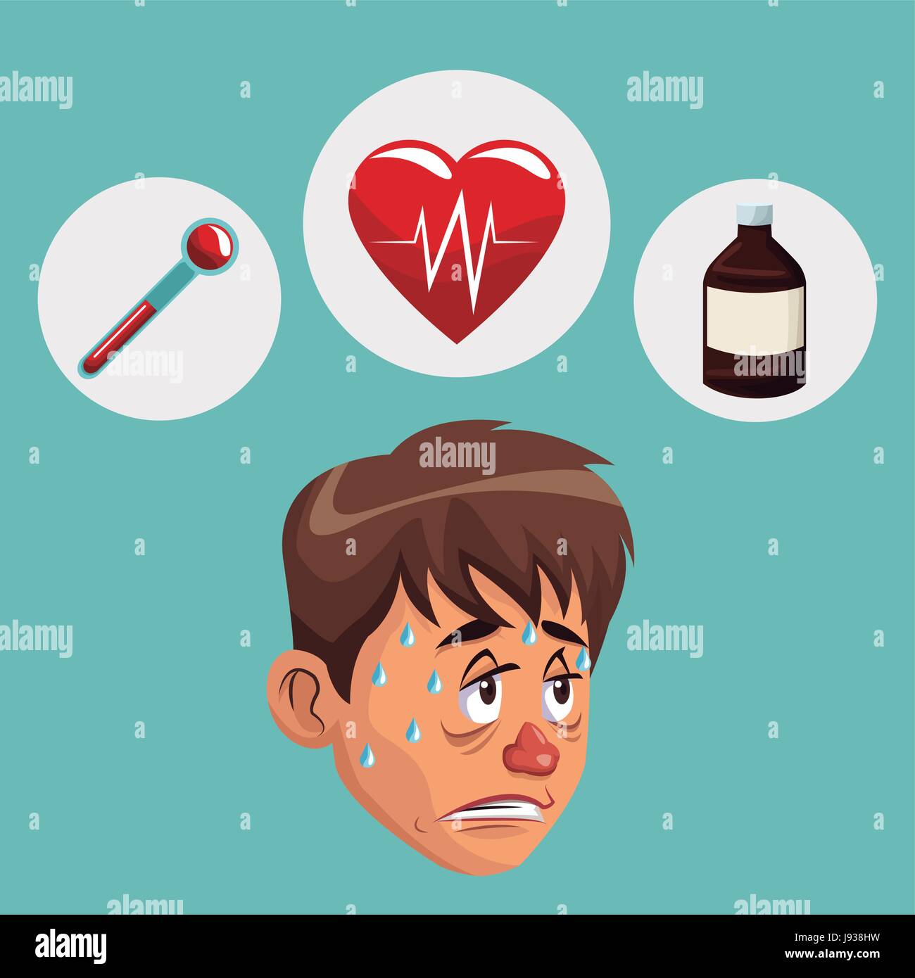 blue color background with sickness man face icons medicine Stock ...