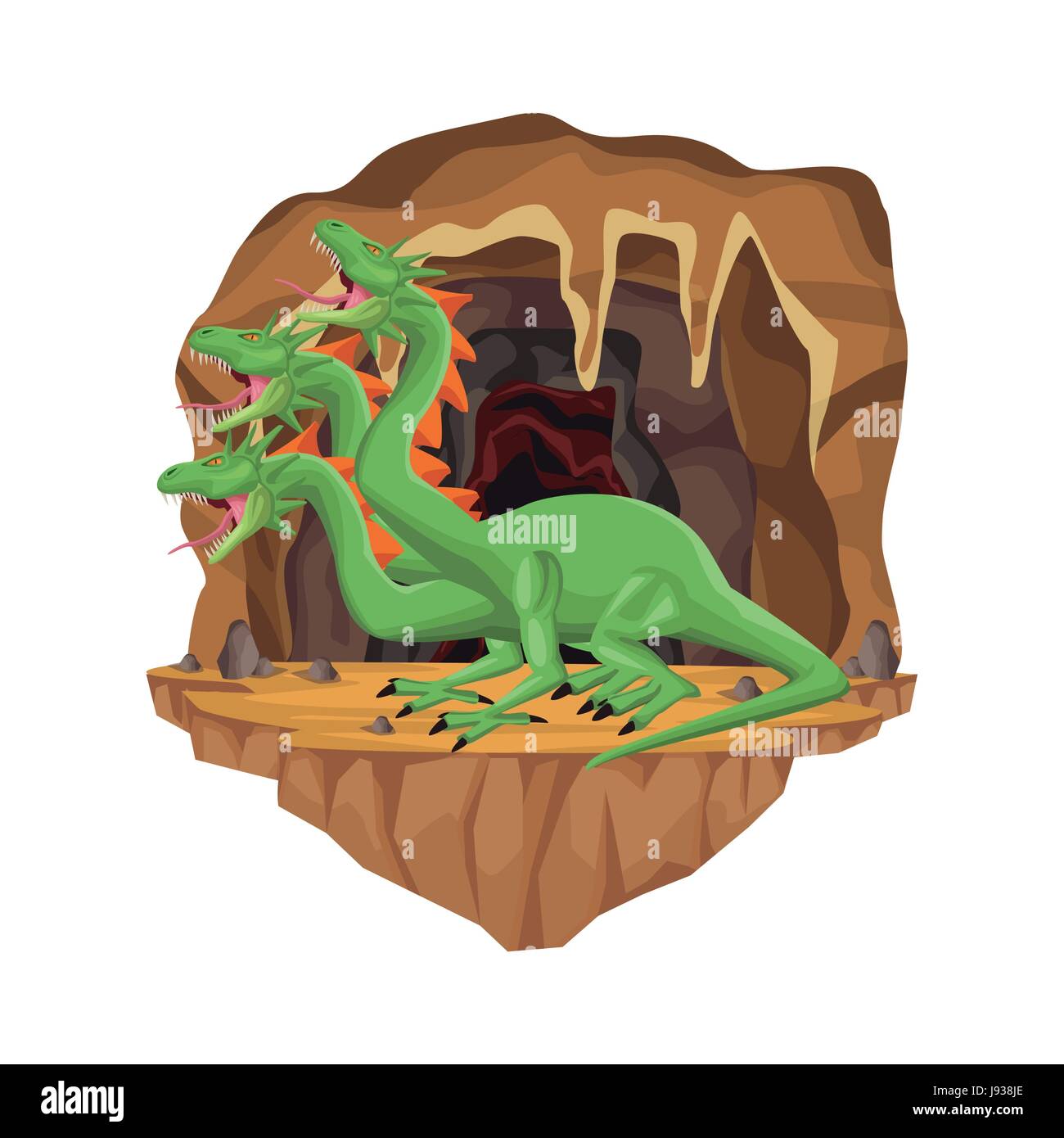 Cave interior scene with hydra mythological creature Stock Vector Image ...