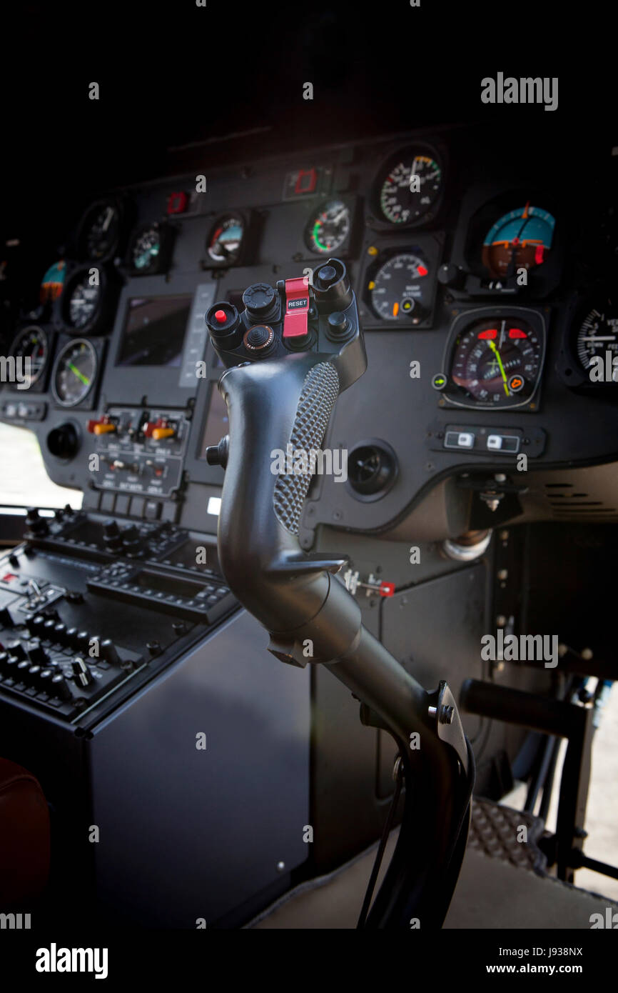 control stick in helicopter cockpit with shallow depth of field Stock ...