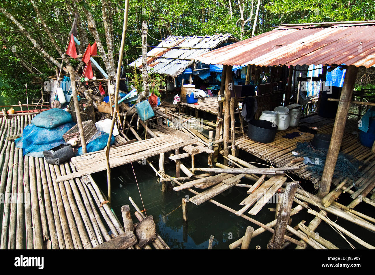 jungle, thailand, fisherman, community, village, market town, hut ...