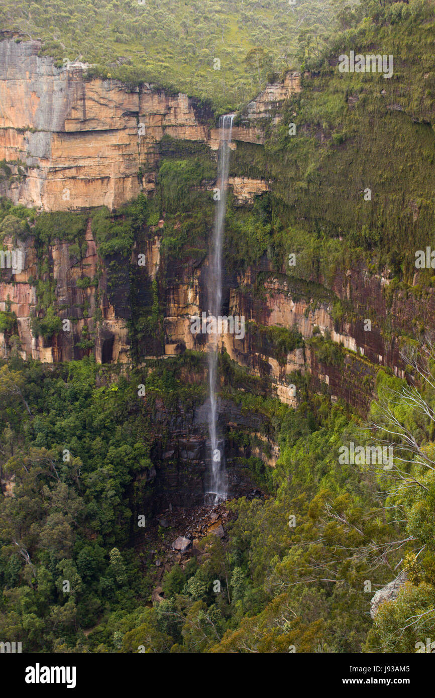waterfall, long, cliff, landscape, scenery, countryside, nature ...