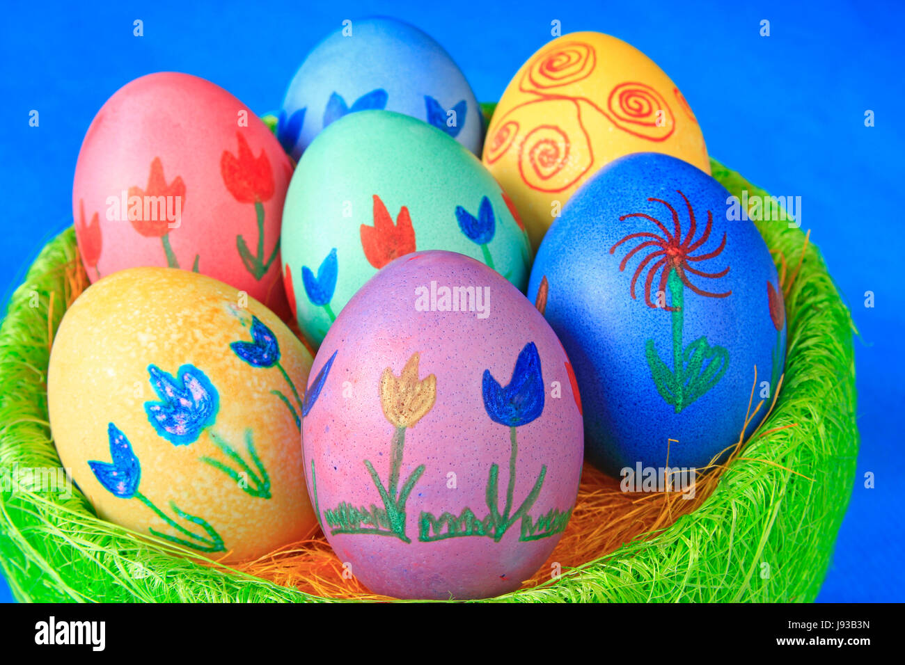 colorfully painted easter eggs Stock Photo - Alamy