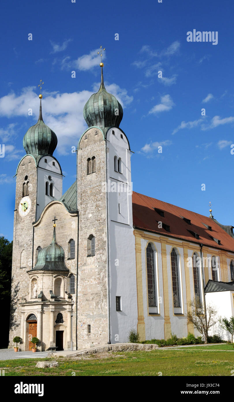 bavaria, monastery, minster, convent, chiemsee, blue, tower, church ...