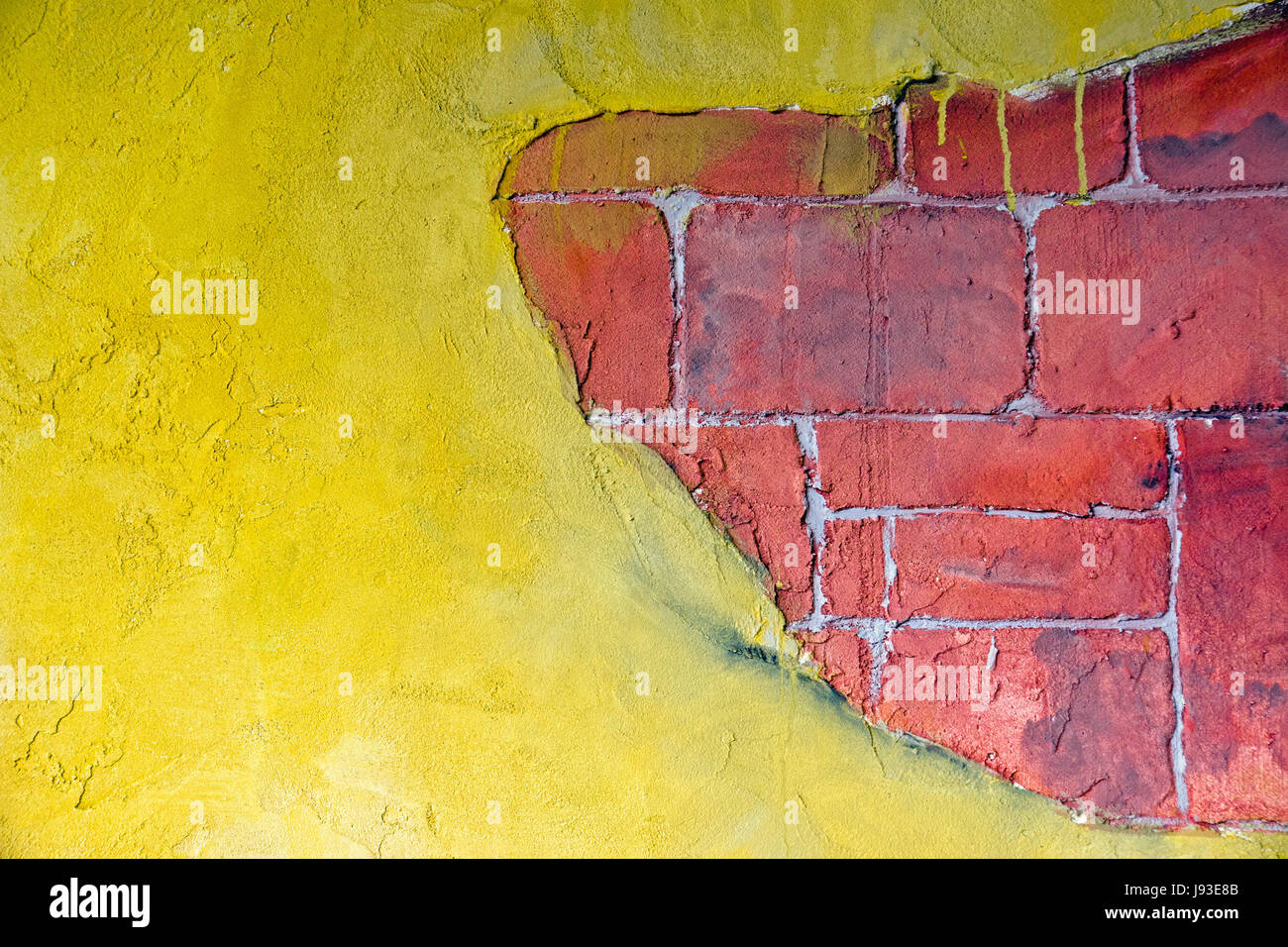 ailing, trappings, clinker, fissured, cracked, red, yellow, brick, wall ...
