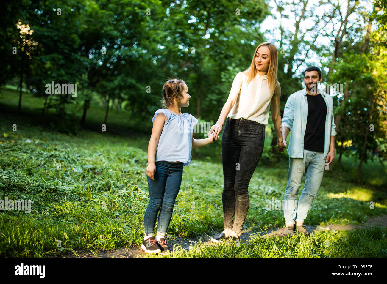 family, parenthood, adoption and people concept - happy mother, father ...