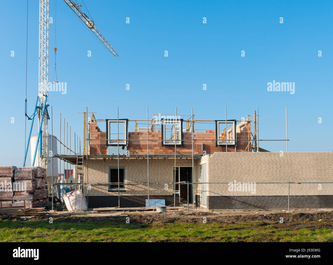 house, building, scaffold, scaffolding, cement, scene, location, site ...