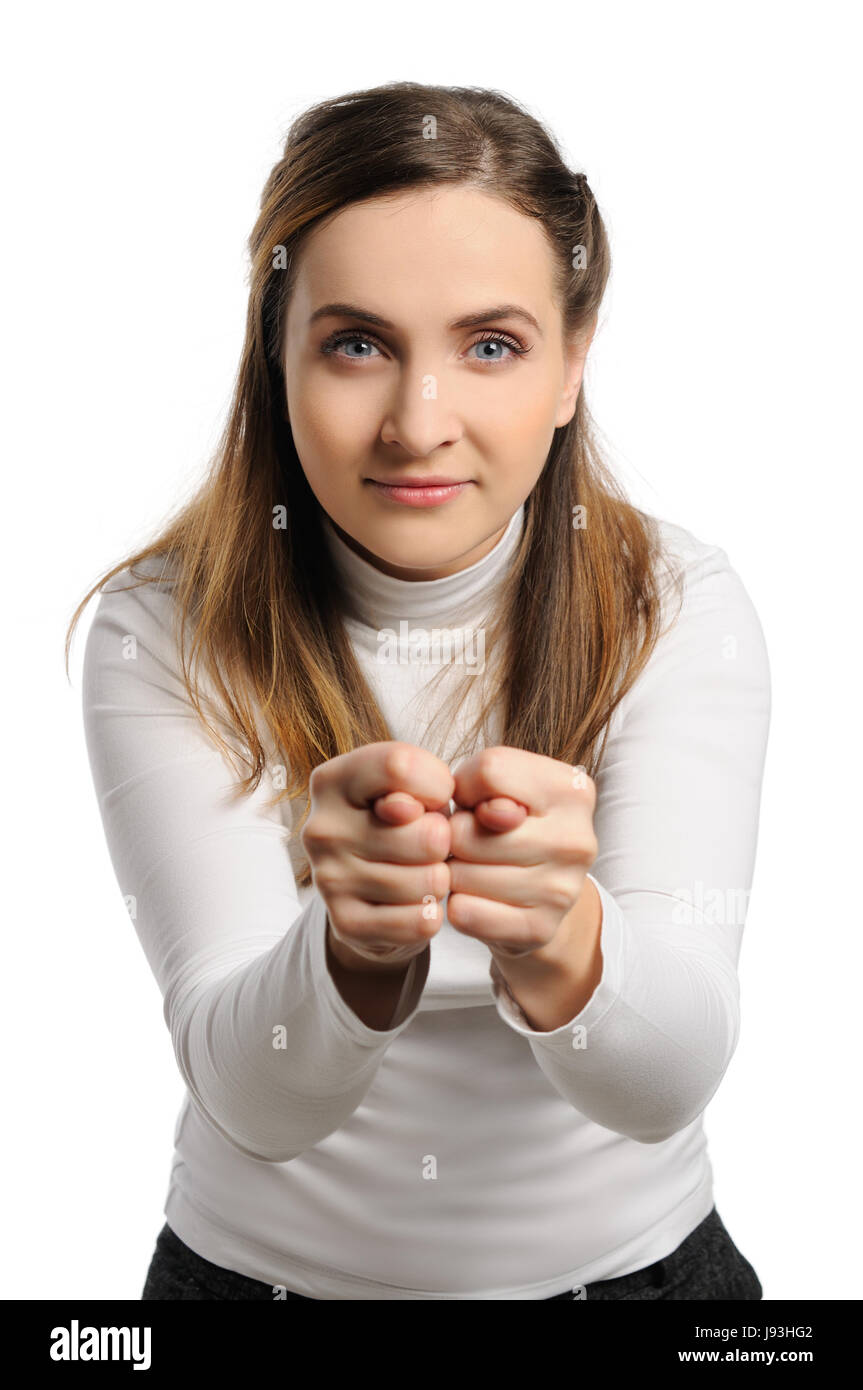 woman, women, indicate, show, isolated, female, look, glancing, see ...