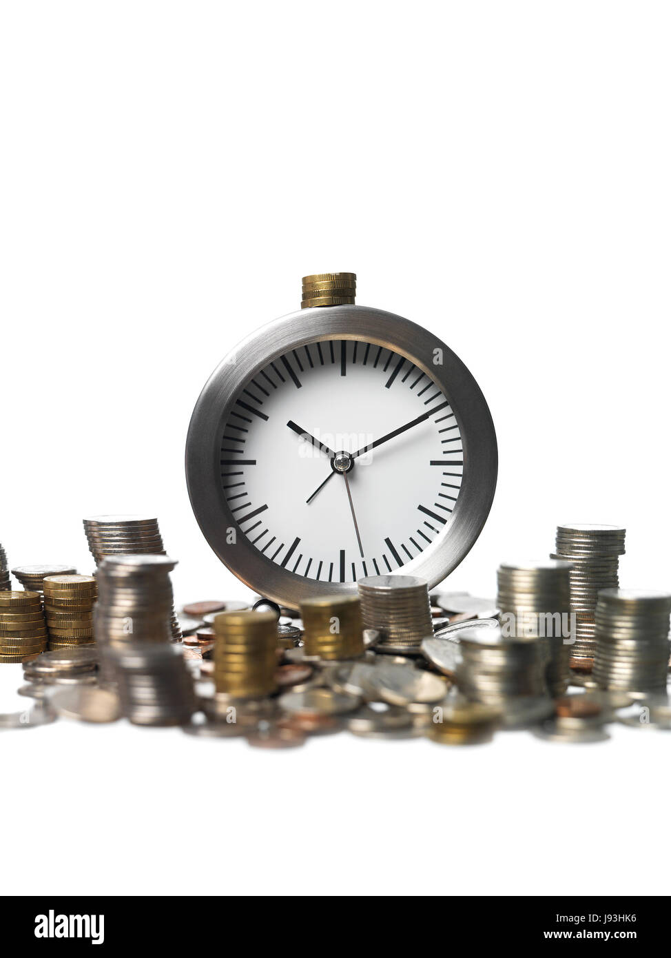 isolated, currency, coin, clock, date, time, time indication ...