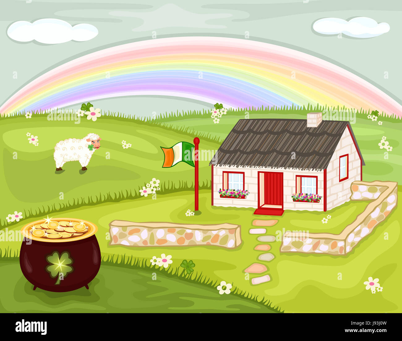 Irish cottage illustration hi-res stock photography and images - Alamy