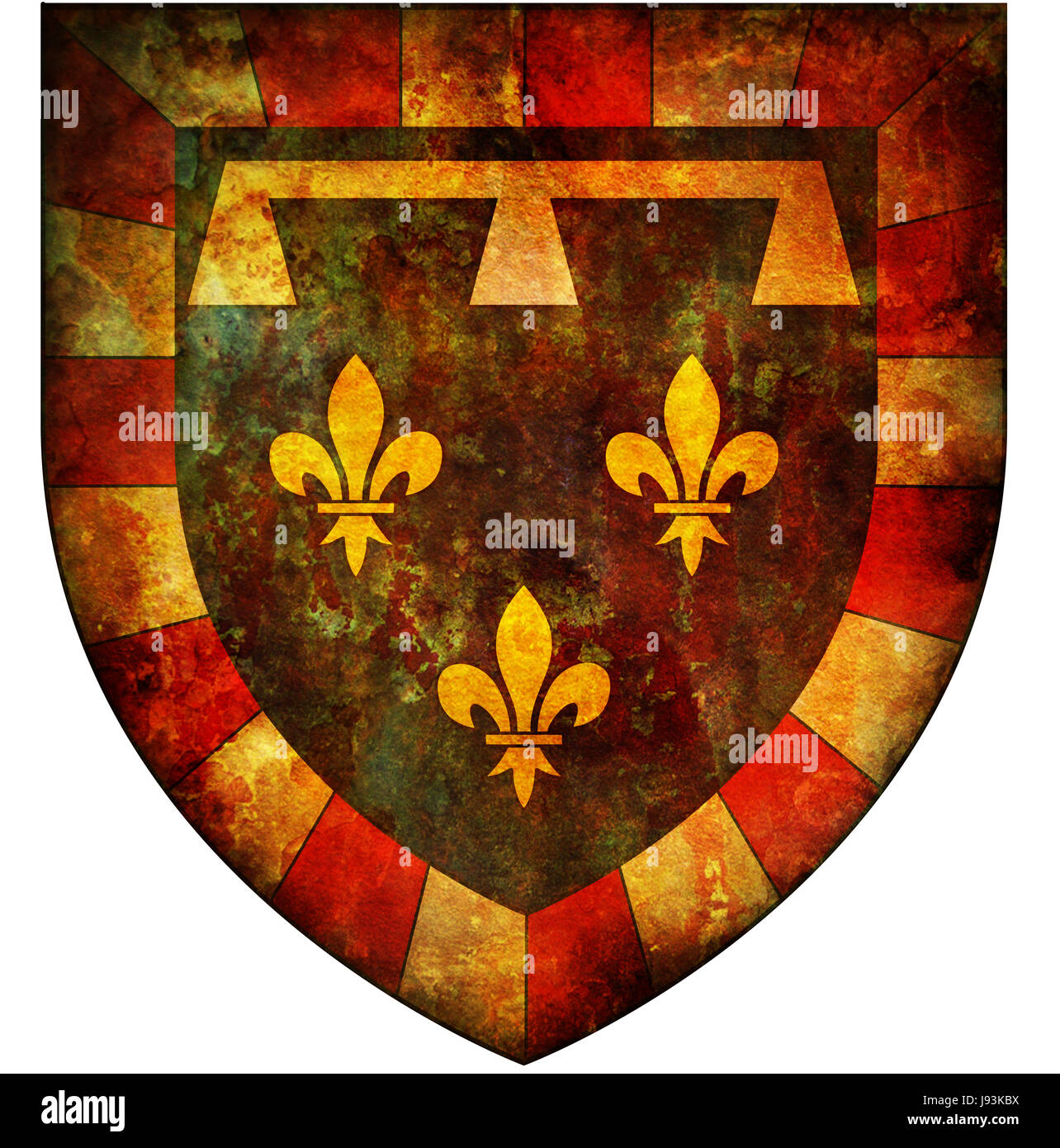 isolated, emblem, vintage, illustration, france, flag, centre, rusty ...