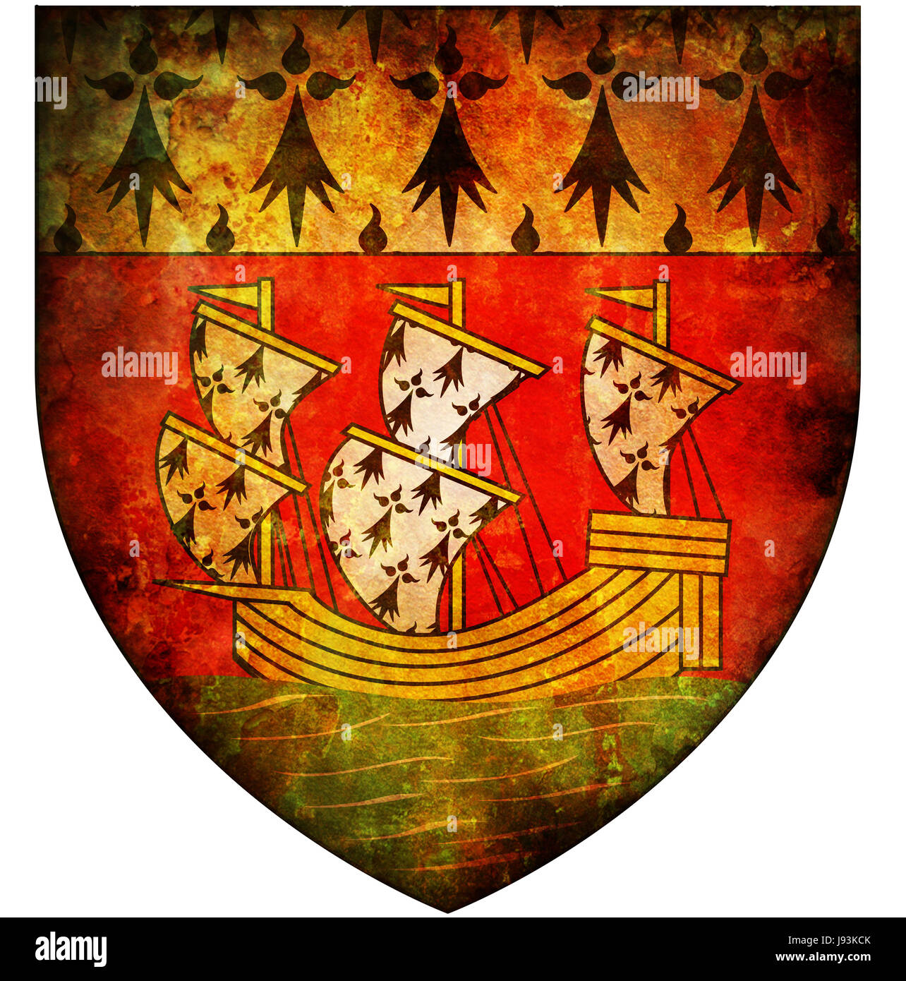 isolated, emblem, vintage, illustration, france, flag, rusty, region ...