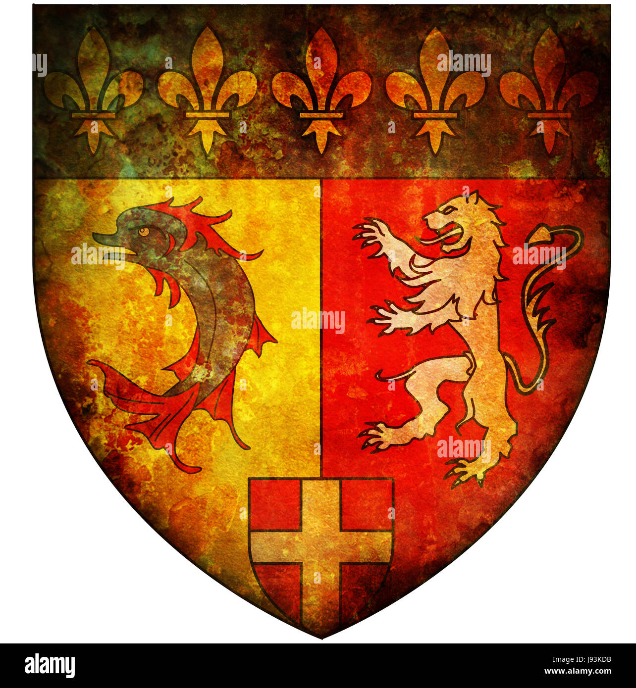 isolated, emblem, vintage, illustration, france, flag, rusty, region ...