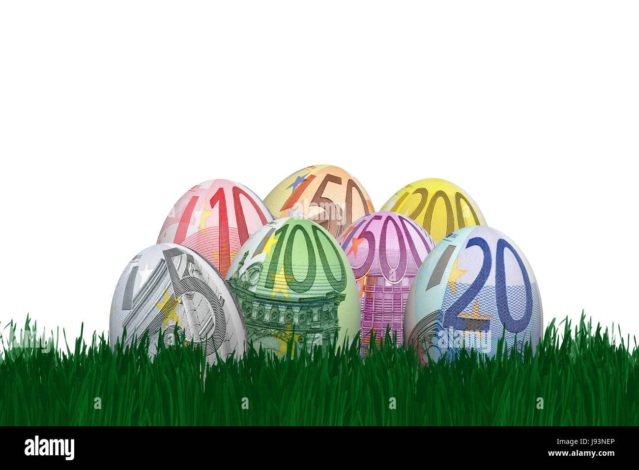 euro, easter, bank note, eggs, Easter eggs, meadow, grass, lawn, green ...