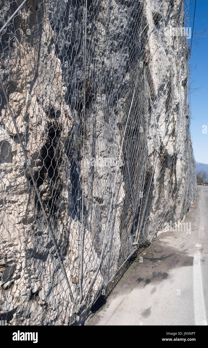rock, wall, wire, cliff, road, street, net, danger, stone, face, rock ...