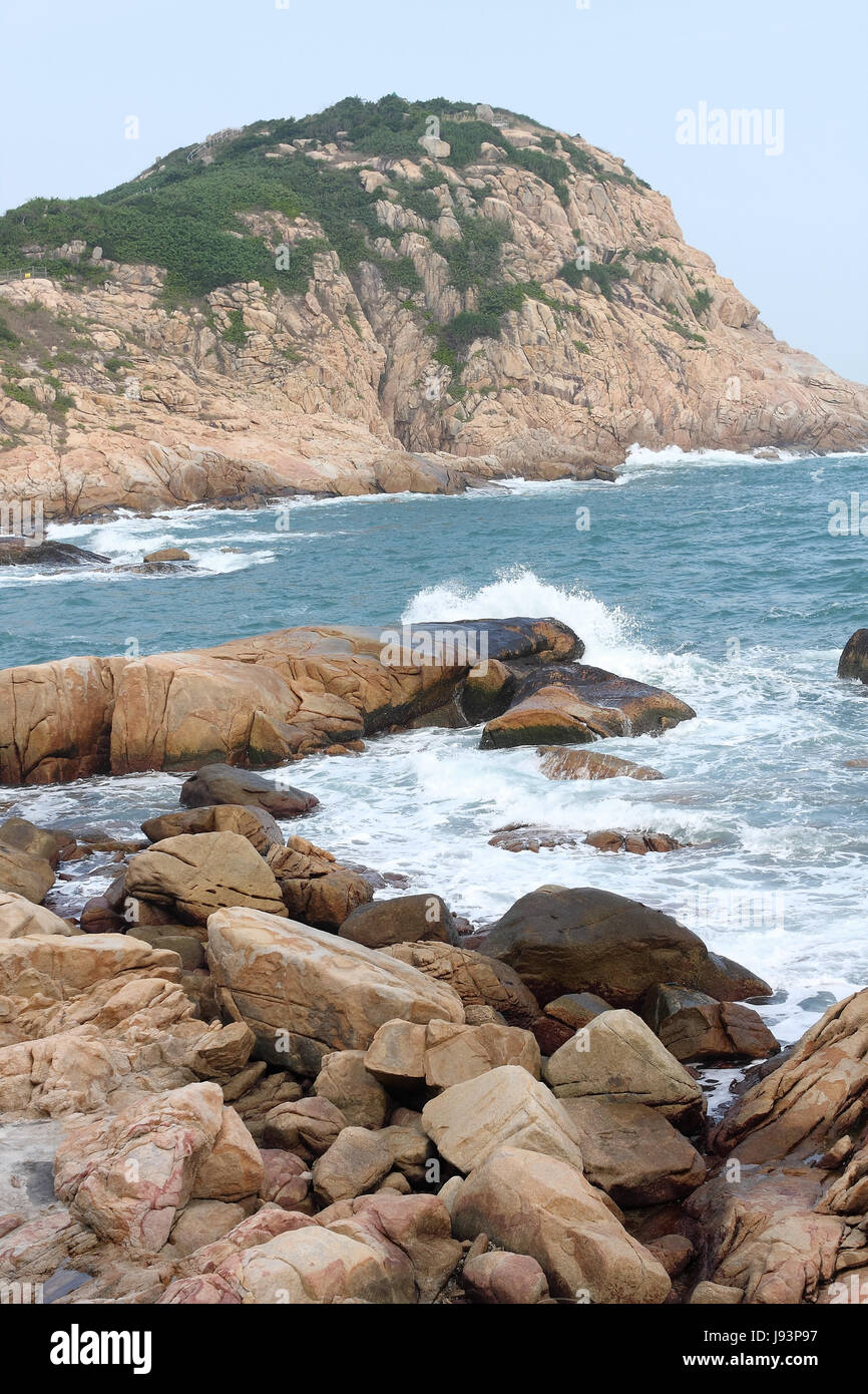 stone, rock, wave, seat, bench, salt water, sea, ocean, water, blue ...