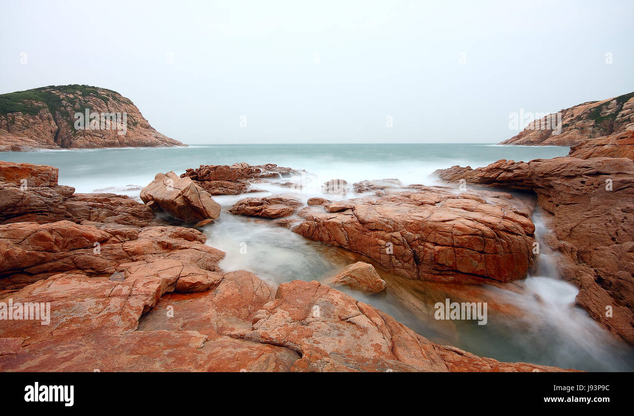 stone, rock, wave, seat, bench, salt water, sea, ocean, water, blue ...