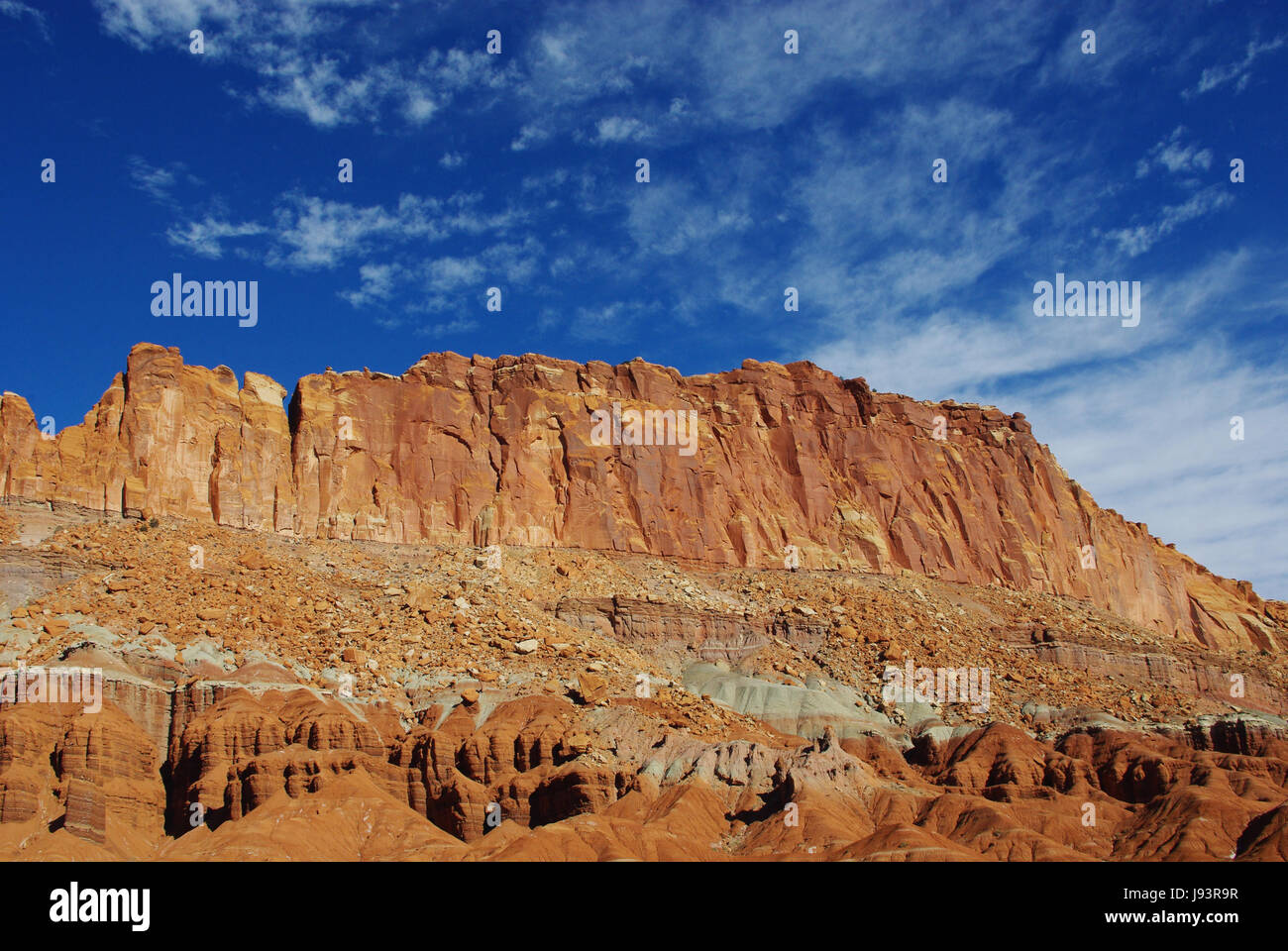 blue, formation, rock, orange, firmament, sky, blue, desert, wasteland ...